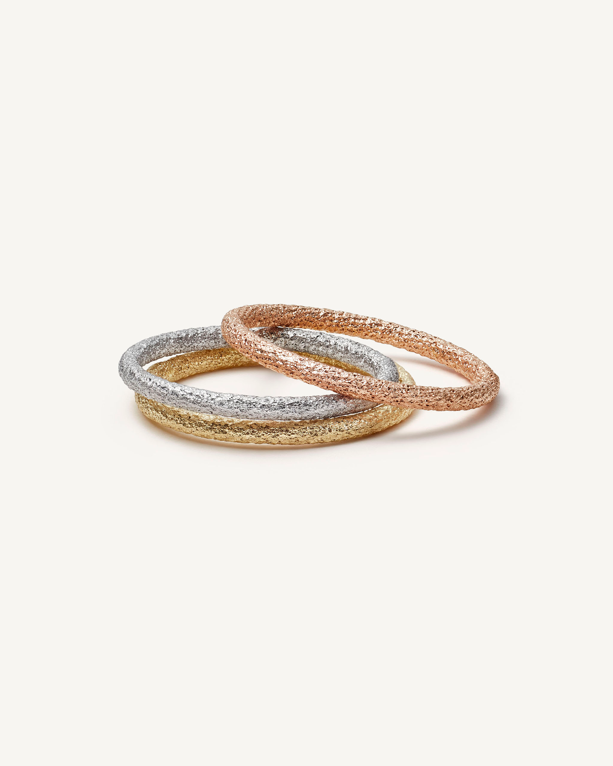 Florentine Finish Thin Ring Set Mix Gold | Carolina Bucci